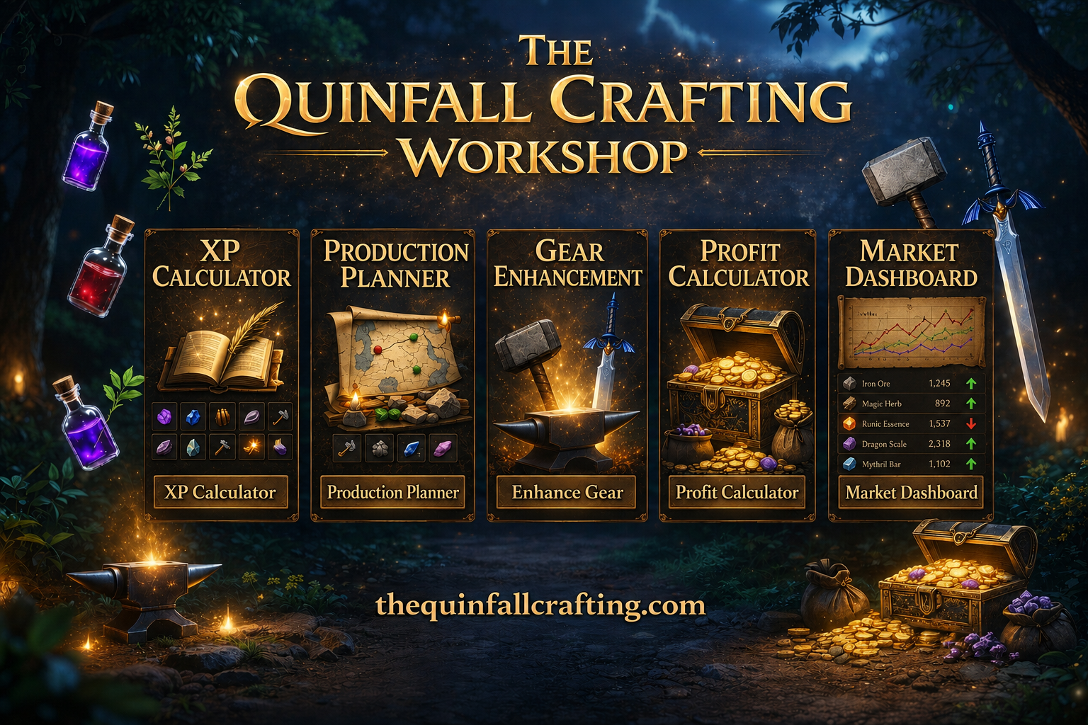 The Quinfall Crafting Workshop — All 13 Professions Calculator, Price ...